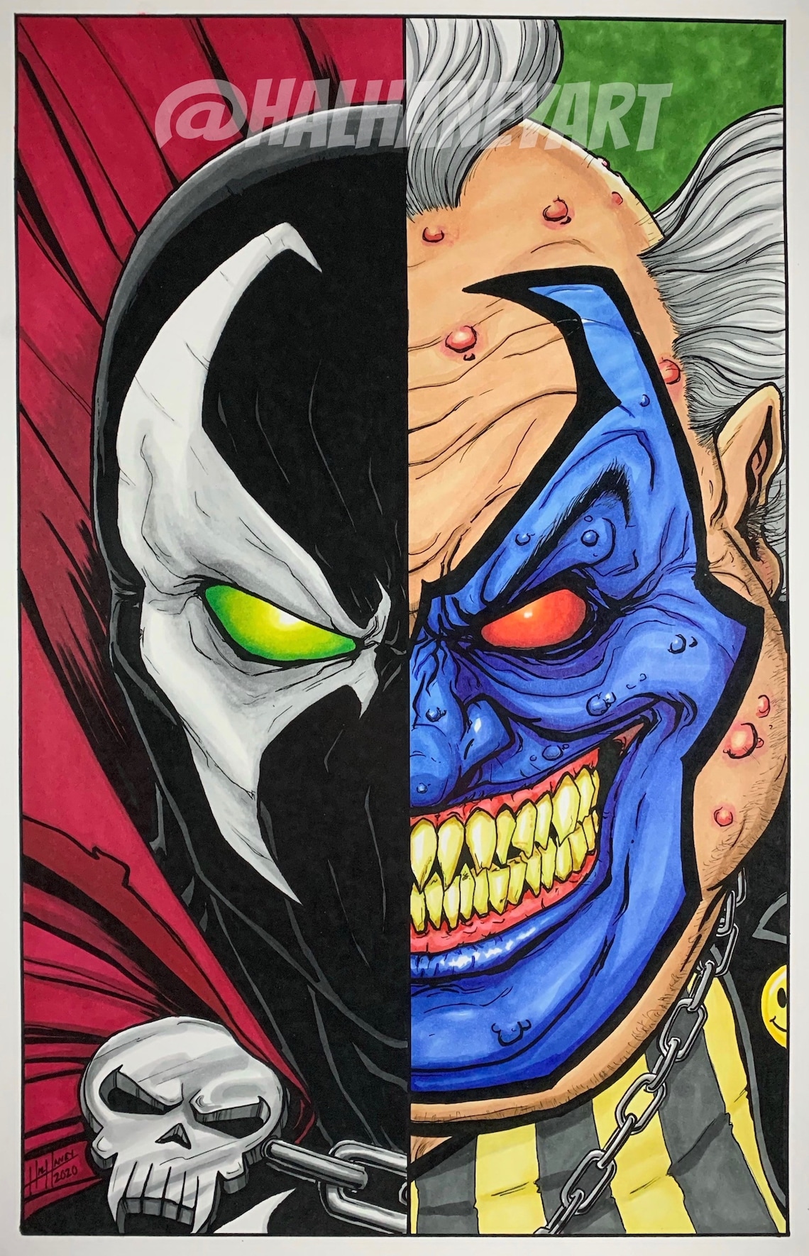 Spawn/clown Split Portrait - 11x17 Fine Art Print - Etsy