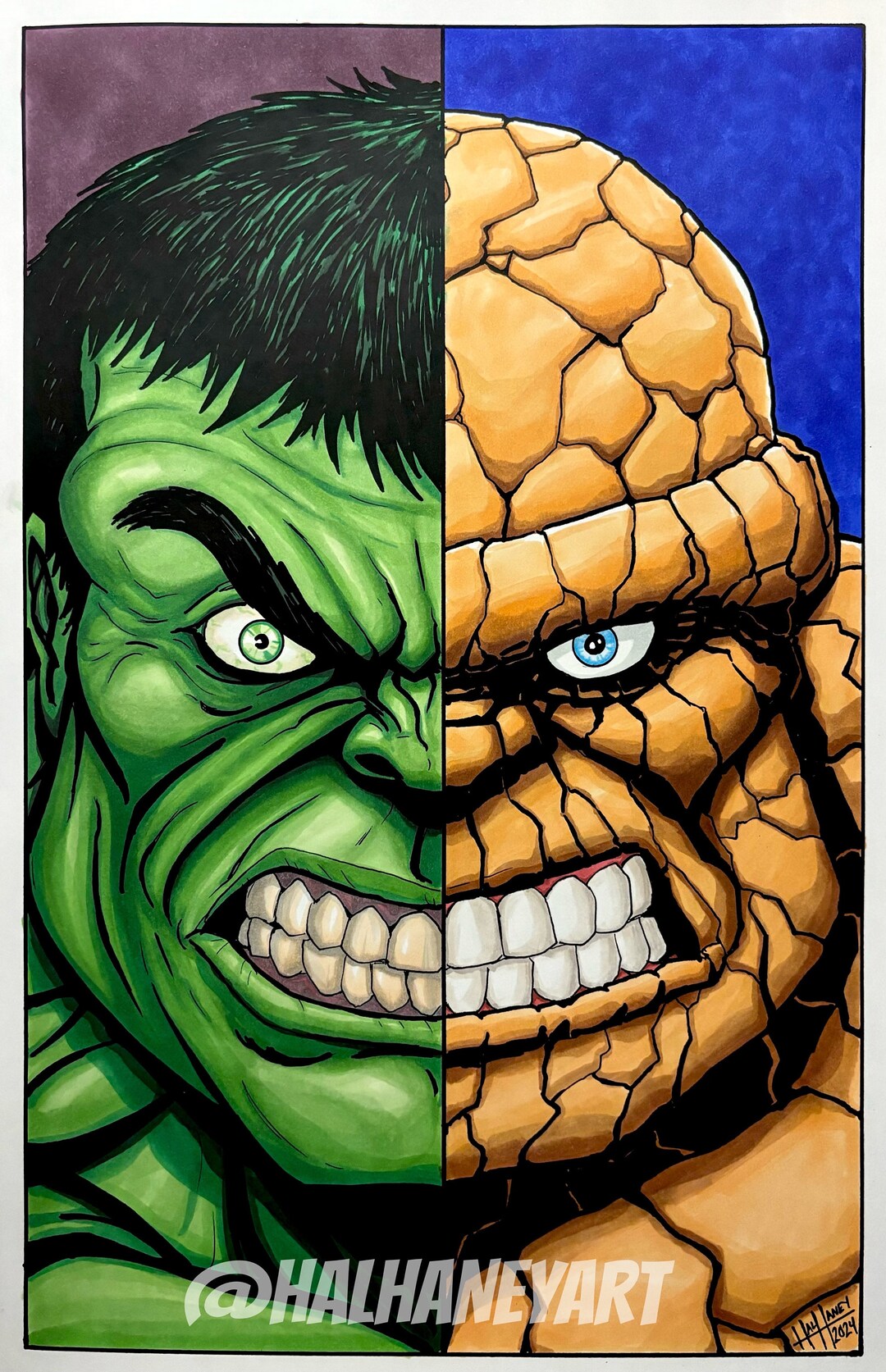 Hulk/thing Split Portrait - 11x17 Fine Art Print - Etsy UK