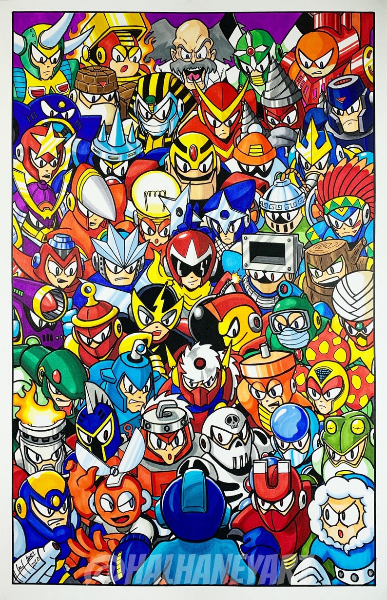 Mega Man Robot Masters 11x17 Fine Art Print | Etsy