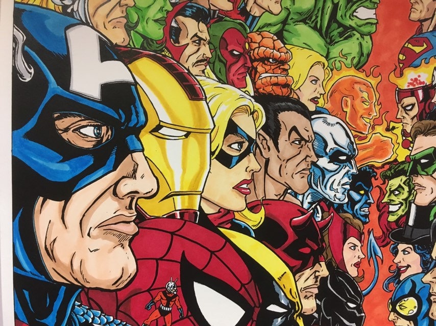 Marvel Vs DC Heroes 11x17 Fine Art Print | Etsy UK
