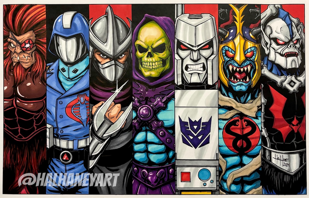 80s Cartoon Villains 7 Panel - 11x17 Fine Art Print - Etsy