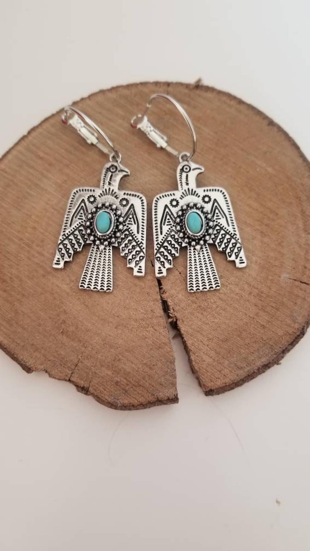 Native American Shamanic Eagle Totem Animal Earrings With Blue Howlite ...