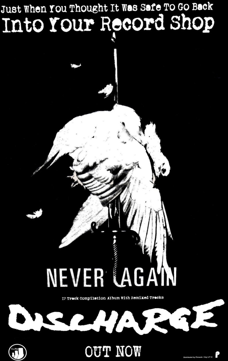 DISCHARGE Never Again Promotional Poster,pop,rock,jazz,metal,hip Hop,soul,country,disco,punk,new ...