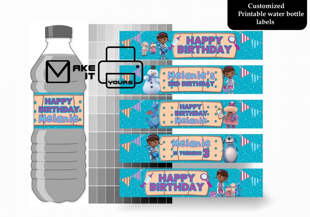Doc Mcstuffins Water Bottle Label, Doc Mcstuffins Birthday, Doc ...