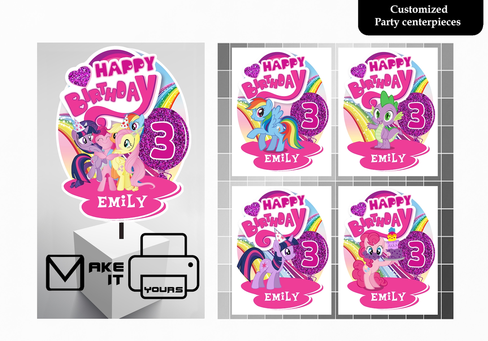 10 Little Pony Centerpieces, Little Pony Printable Centerpieces, Little ...
