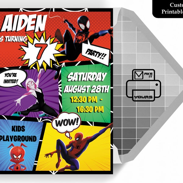 Spiderman Invitation - Etsy