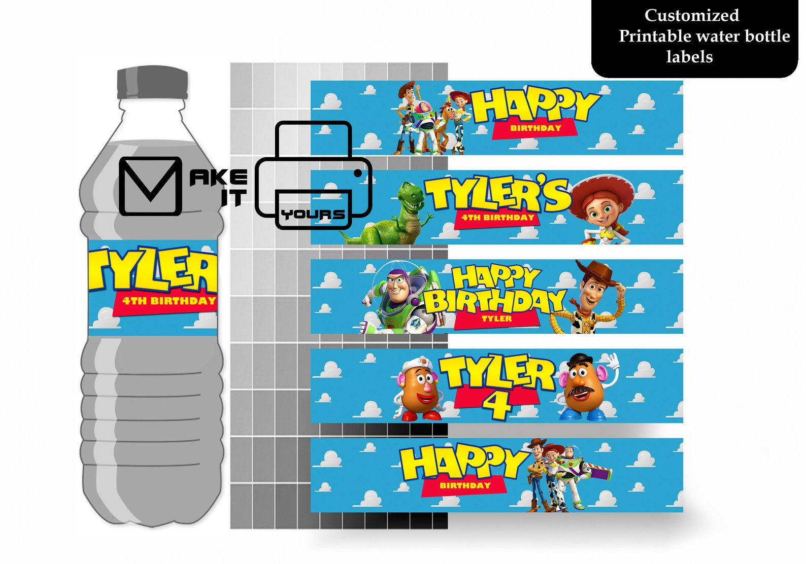 Toy Story Water Bottle Label, Toy Story Birthday, Toy Story Party, Toy ...