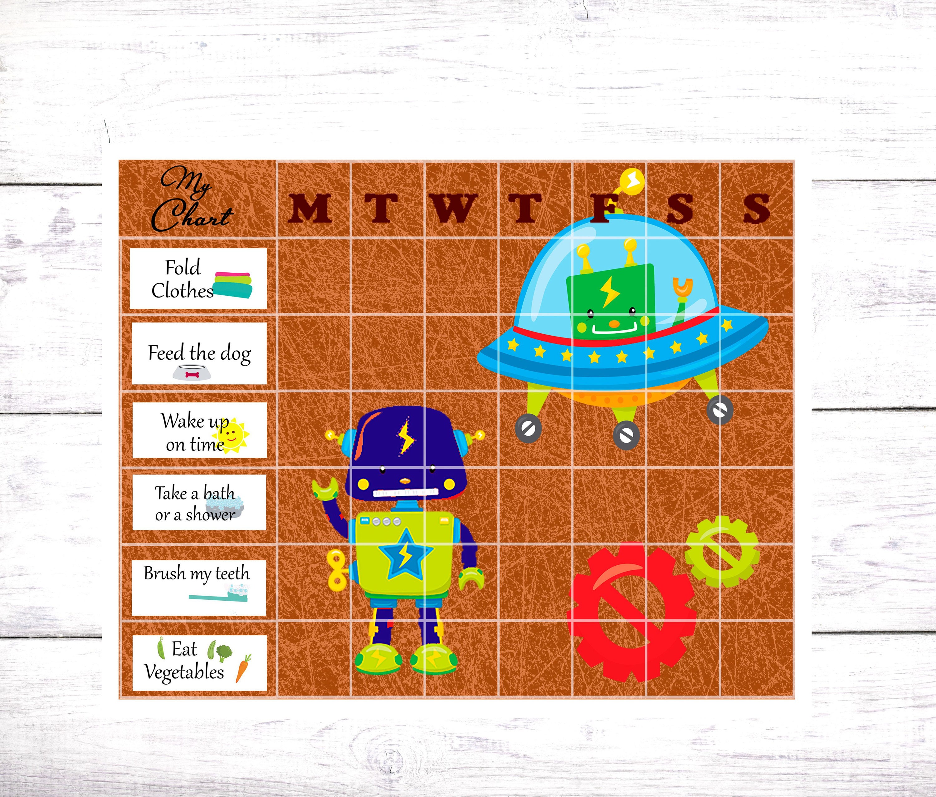 Robots Chore Chart Printable Reward chart Printable Chore | Etsy