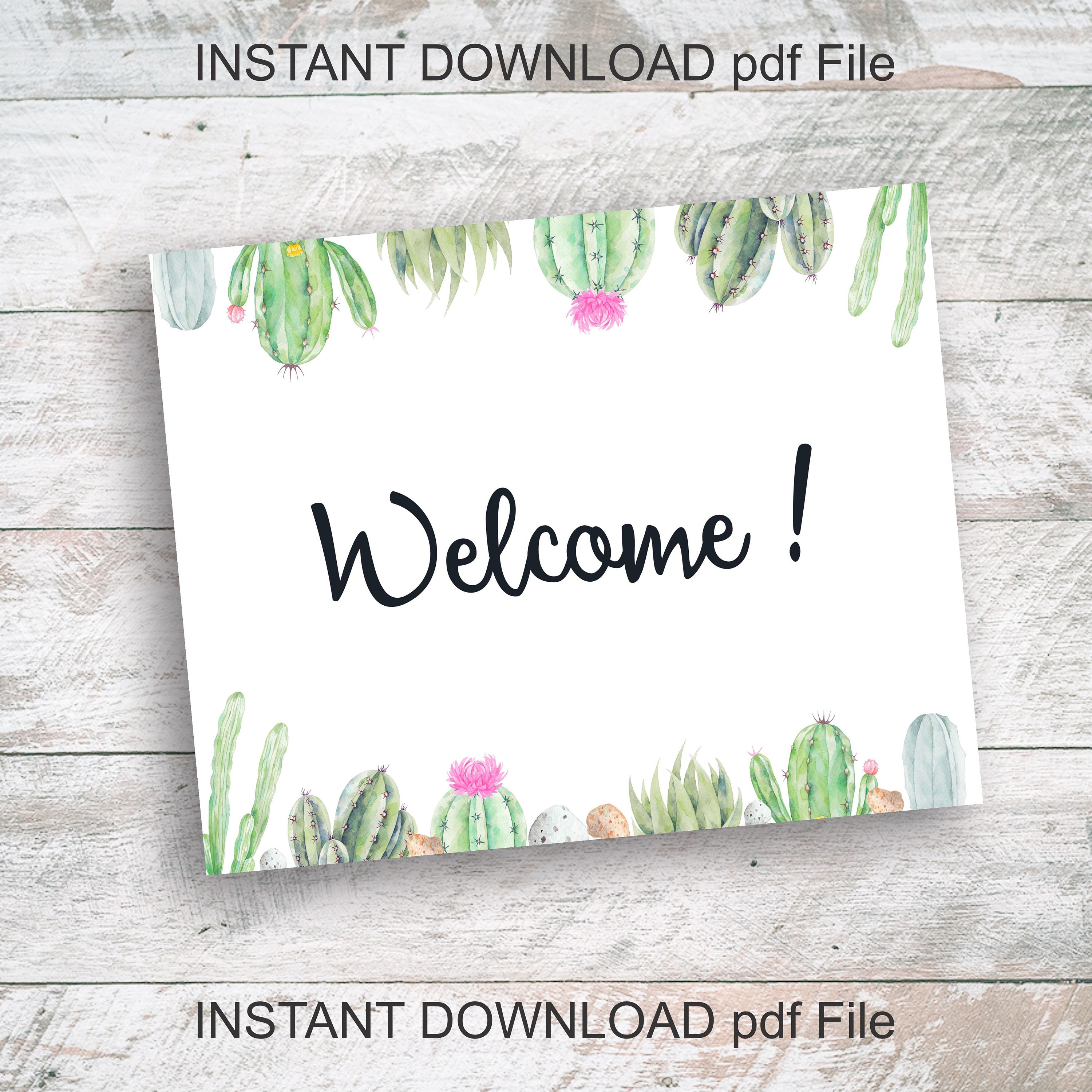 Cactus Sign Welcome Sign for Baby Shower Printable Green Printable Pdf ...