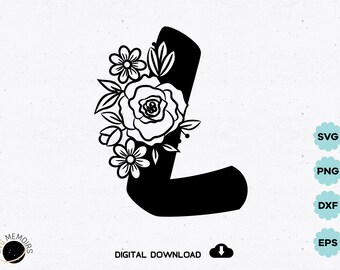 Floral Letter L Svg - Etsy