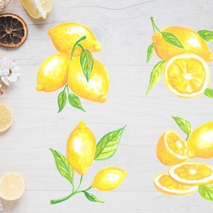 Watercolor Lemon Clipart, Handpainted Lemons, Lemons Invitation, Lemon ...