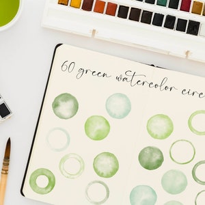 Green Watercolor Circles for Logo, Watercolor Design Elements, Hand ...