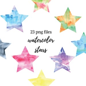 Colorful Watercolor Stars Watercolor Stars Clipart Night Sky - Etsy