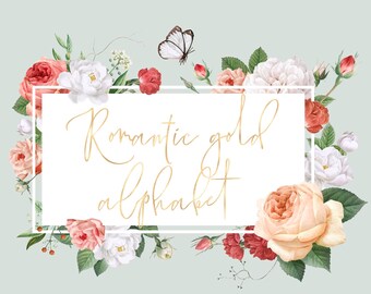 Gold Foil Alphabet Gold Letters Clipart Decorative Alphabet | Etsy