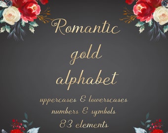 Gold Foil Alphabet, Gold Letters Clipart, Decorative Alphabet - Etsy