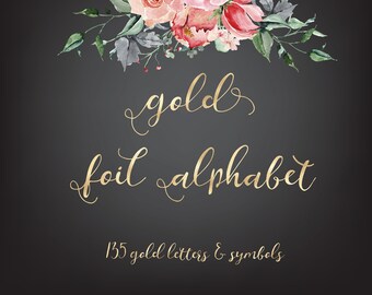 Gold Foil Alphabet, Gold Letters Clipart, Decorative Alphabet - Etsy