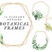 Minimal Geometric Frames, Botanical Watercolor Frames Clipart, Green ...