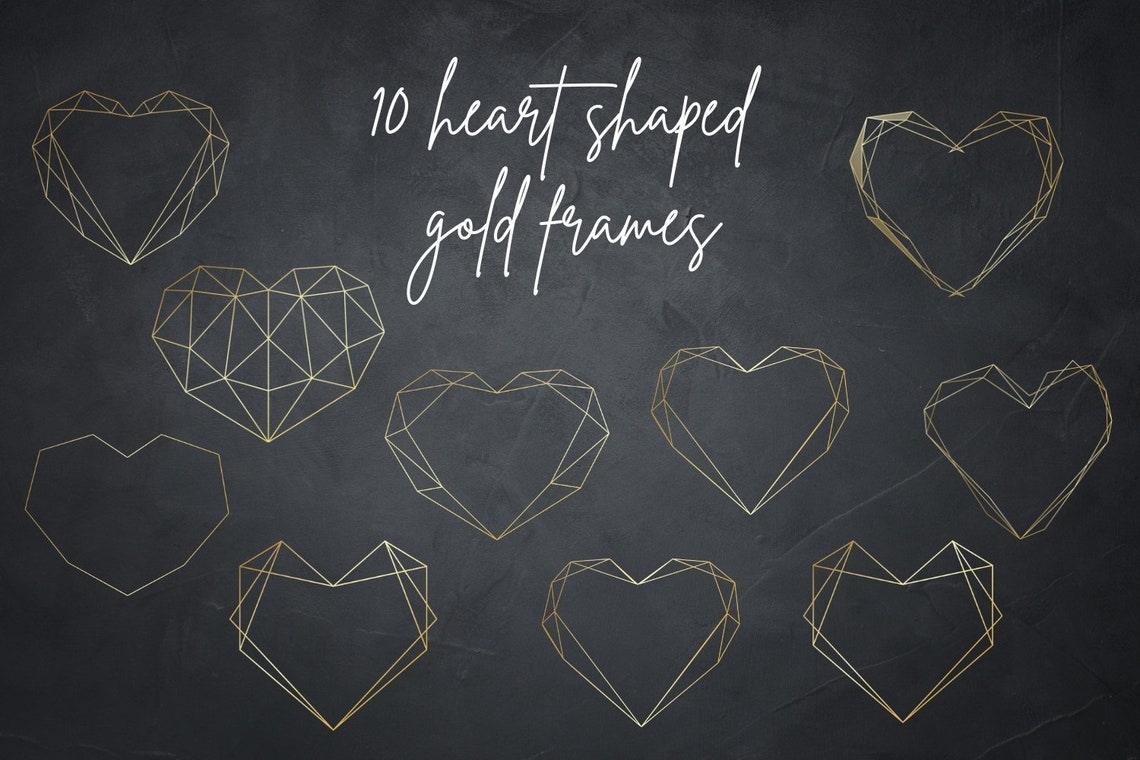 Heart Shaped Gold Frames Geometric Gold Frames - Etsy