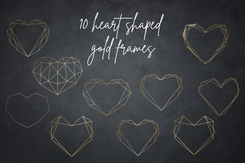 Heart Shaped Gold Frames, Geometric Gold Frames - Etsy