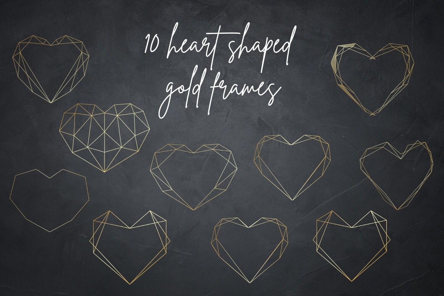 Heart Shaped Gold Frames, Geometric Gold Frames - Etsy