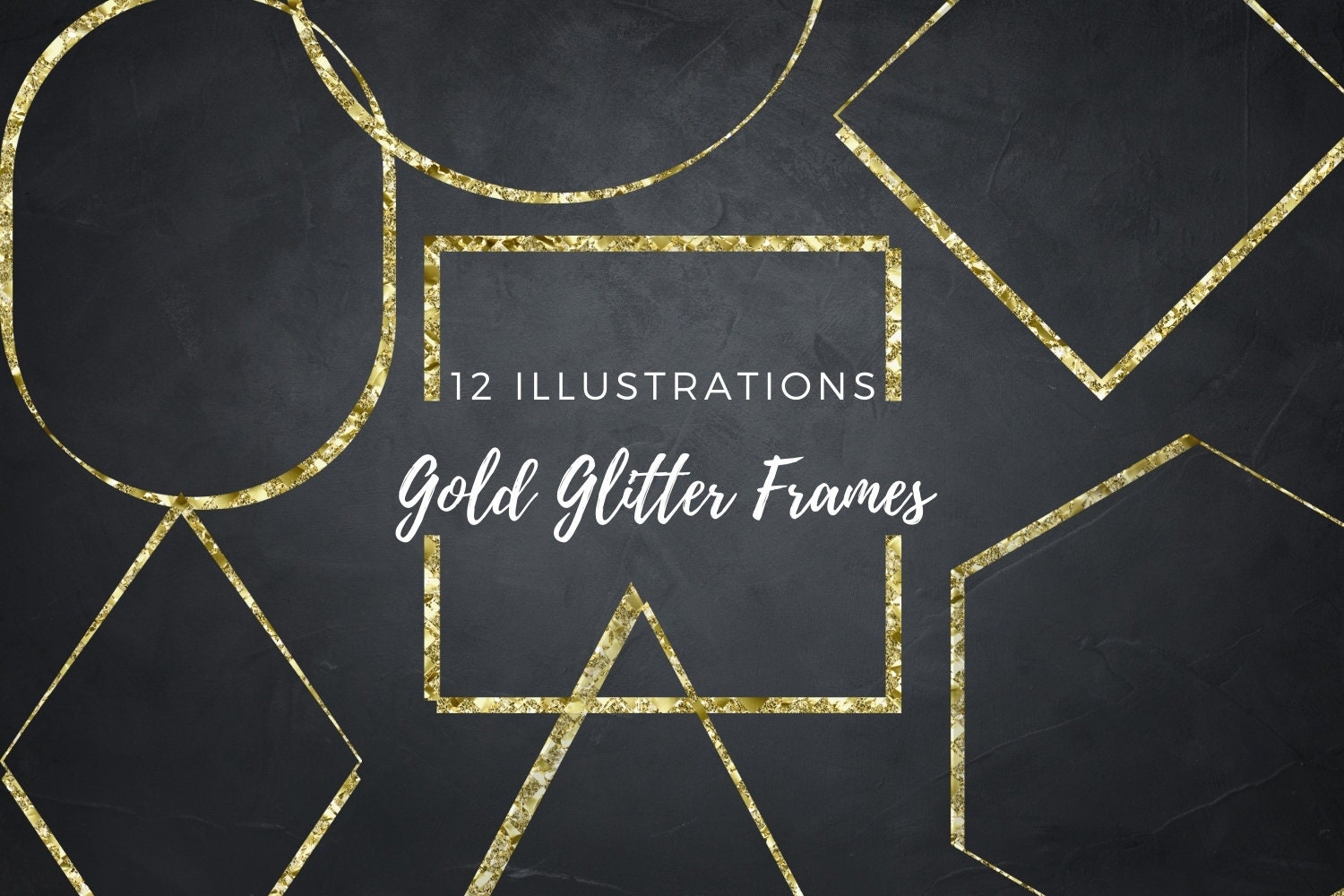 Modern Gold Polygonal Frame Clipart, Gold Glitter Frames - Etsy