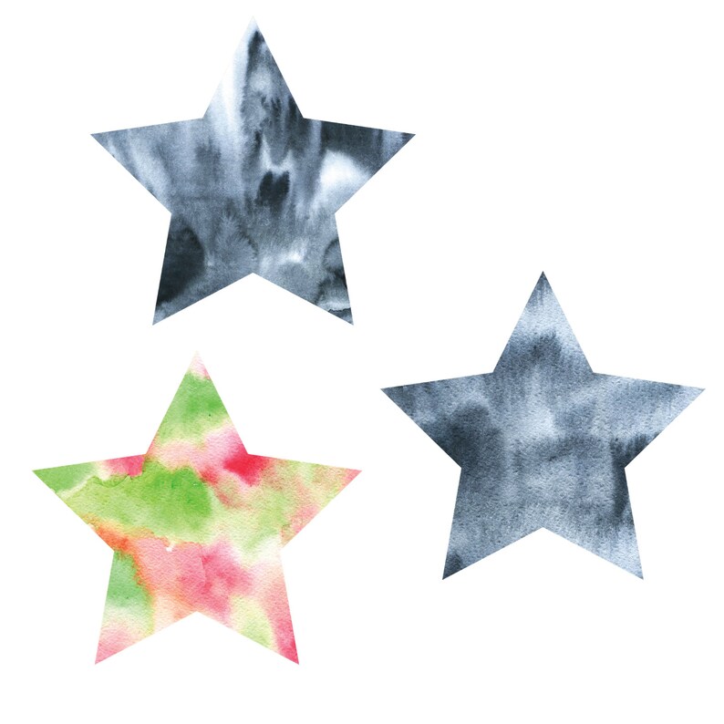 Colorful Watercolor Stars Watercolor Stars Clipart Night Sky - Etsy