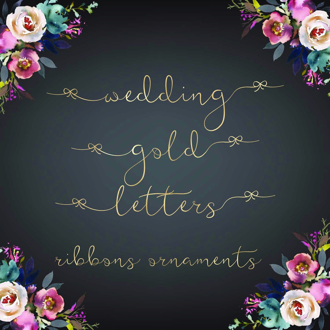 Gold Foil Alphabet Clipart, Decorative Ribbon Letters (PNG) - Etsy
