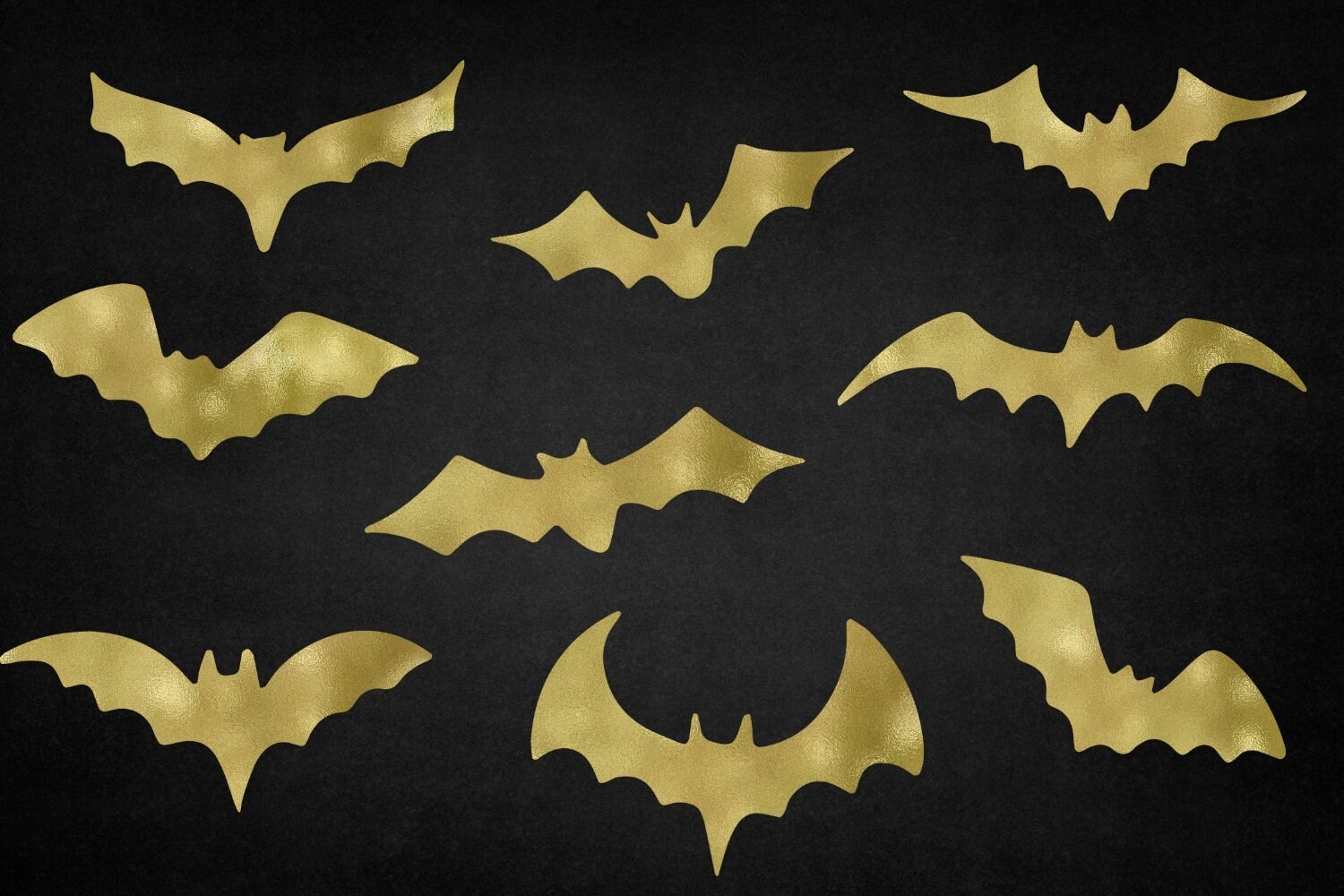 Gold Bats Clipart, Bats Illustration, Halloween Bats, Vintage Halloween ...