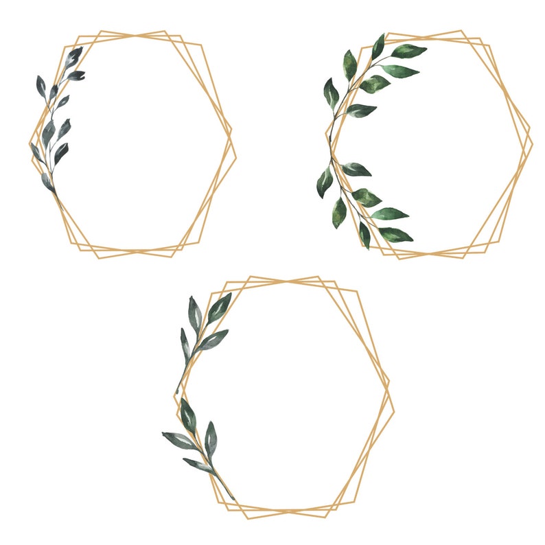 Elegant Minimal Geometric Frames Botanical Watercolor Frames - Etsy