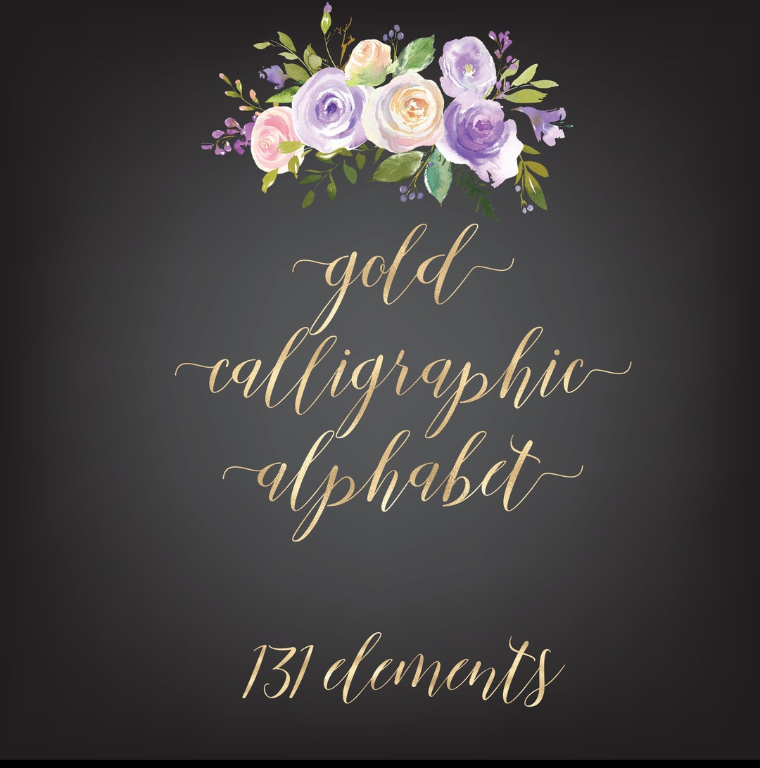 Gold Foil Alphabet, Gold Letters Clipart, Decorative Alphabet, Brush ...