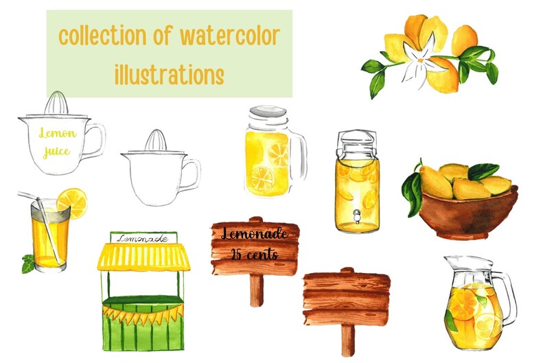 Lemonade Stand Summer Clipart Lemon Wall Art - Etsy