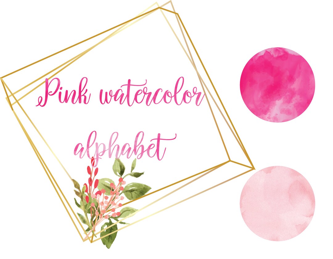 Pink Watercolor Alphabet, Pink Font, Rose Watercolor Alphabet ...