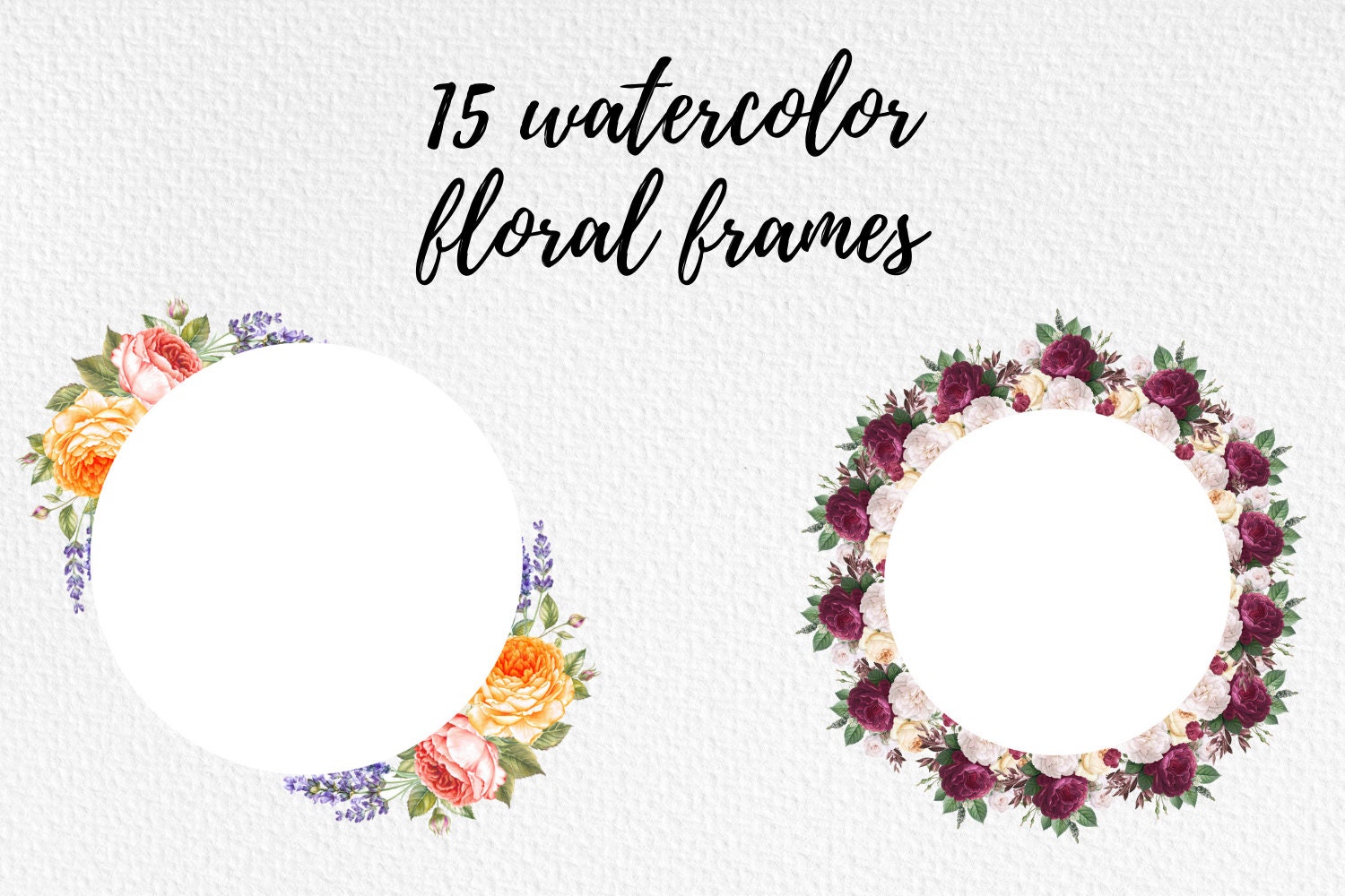 Floral Wreaths, Frames With Vintage Flowers, Wedding Romantic Frames ...