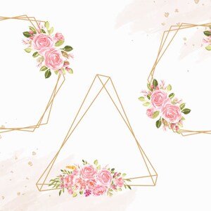 Geometric Frames, Frames With Pink Peonies Watercolor, Frames With ...