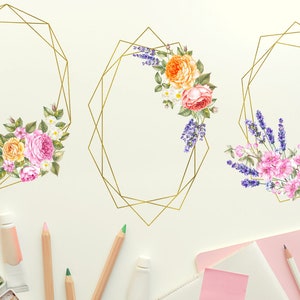 20 Geometric Frames, Frames With Vintage Flowers, Wedding Romantic ...