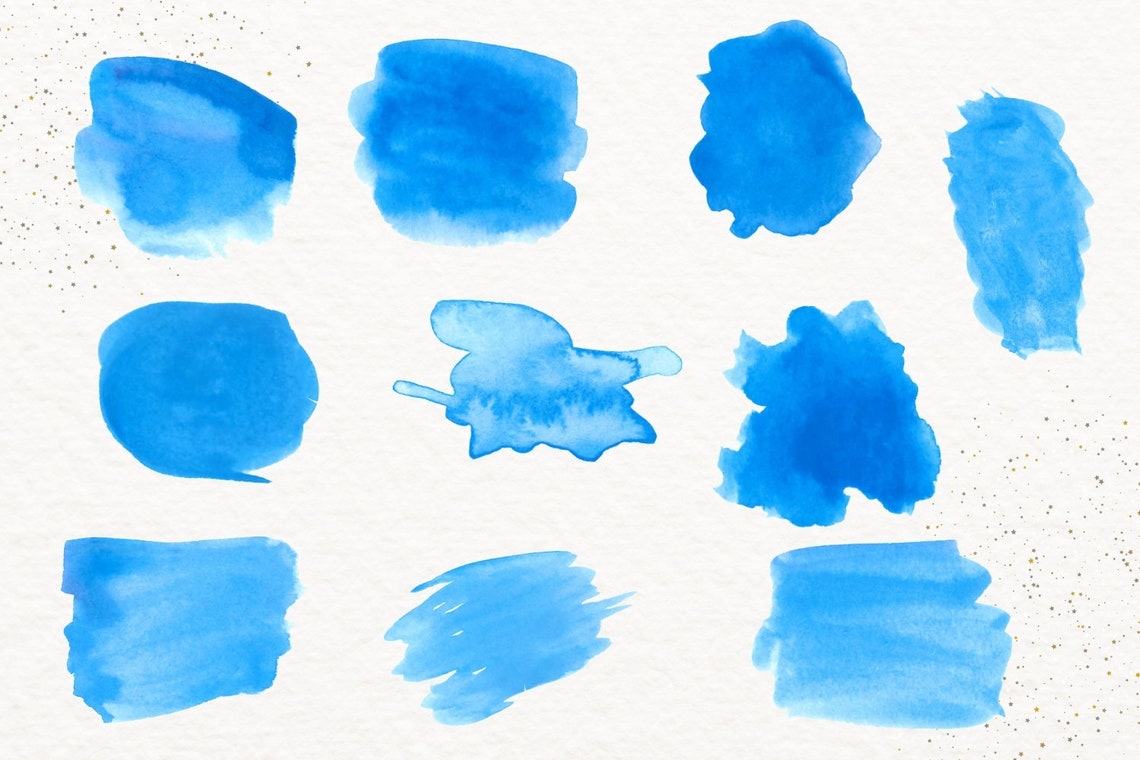 Blue Watercolor Splash Clipart Light Blue Watercolor Brush | Etsy