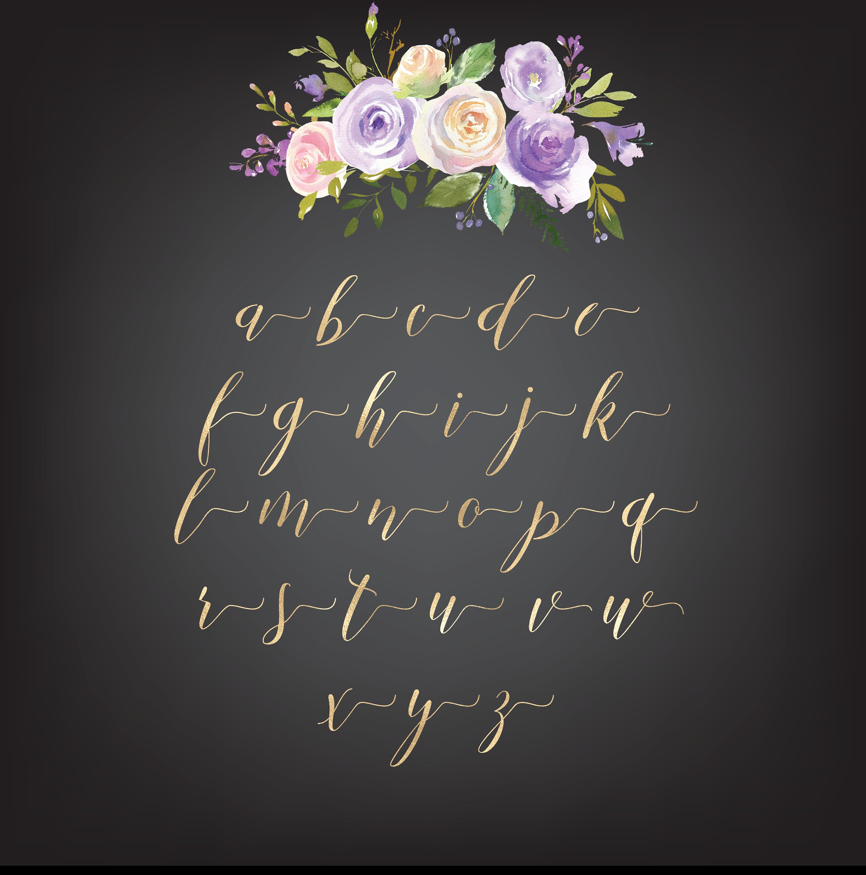 Gold Foil Alphabet, Gold Letters Clipart, Decorative Alphabet, Brush ...