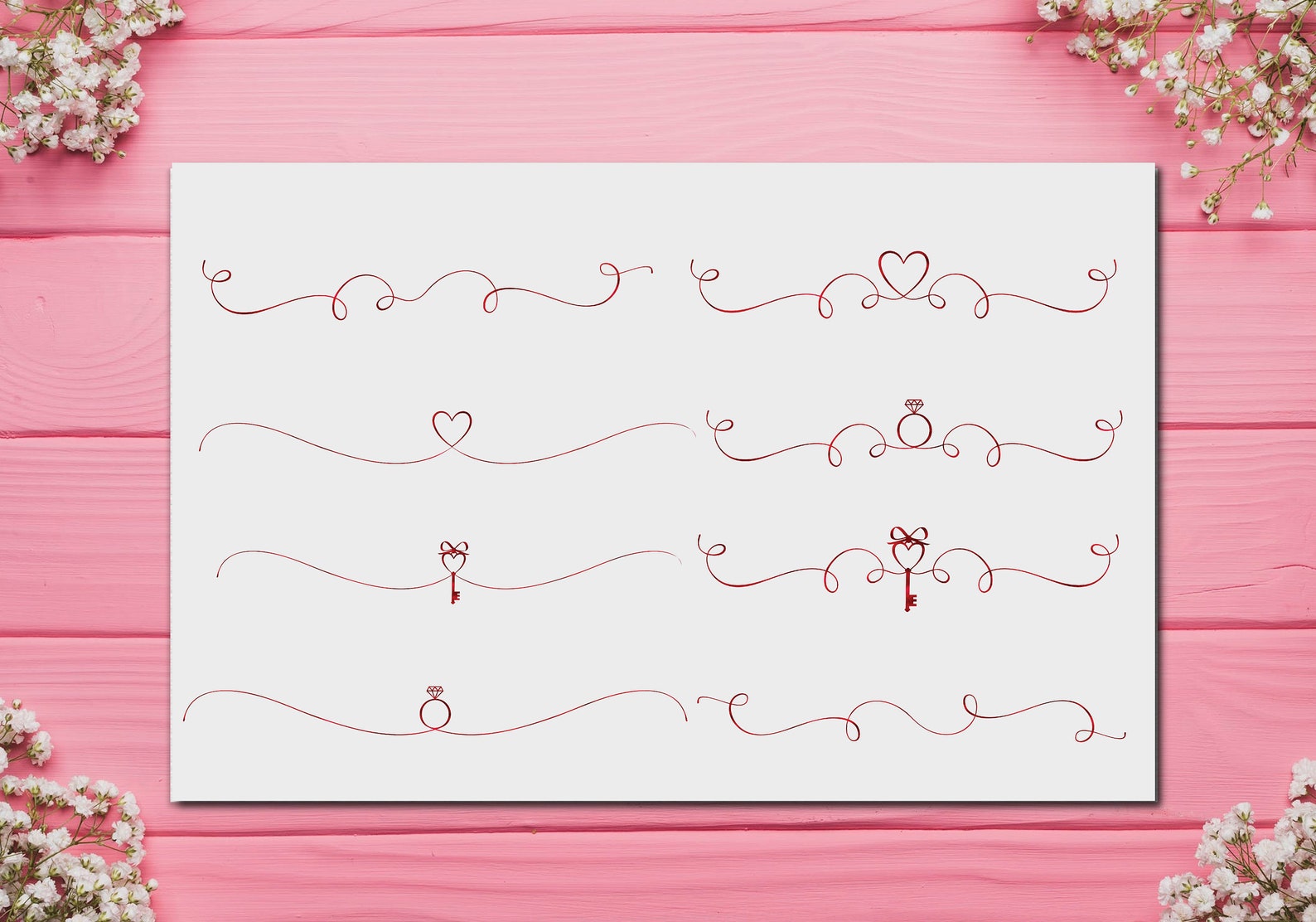 Valentine's Day Borders - Red and Gold Heart Clipart for Cards and ...