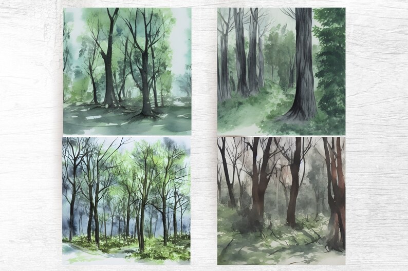 Whimsical Watercolor Backgrounds | Mystical Forest Digital Papers ...