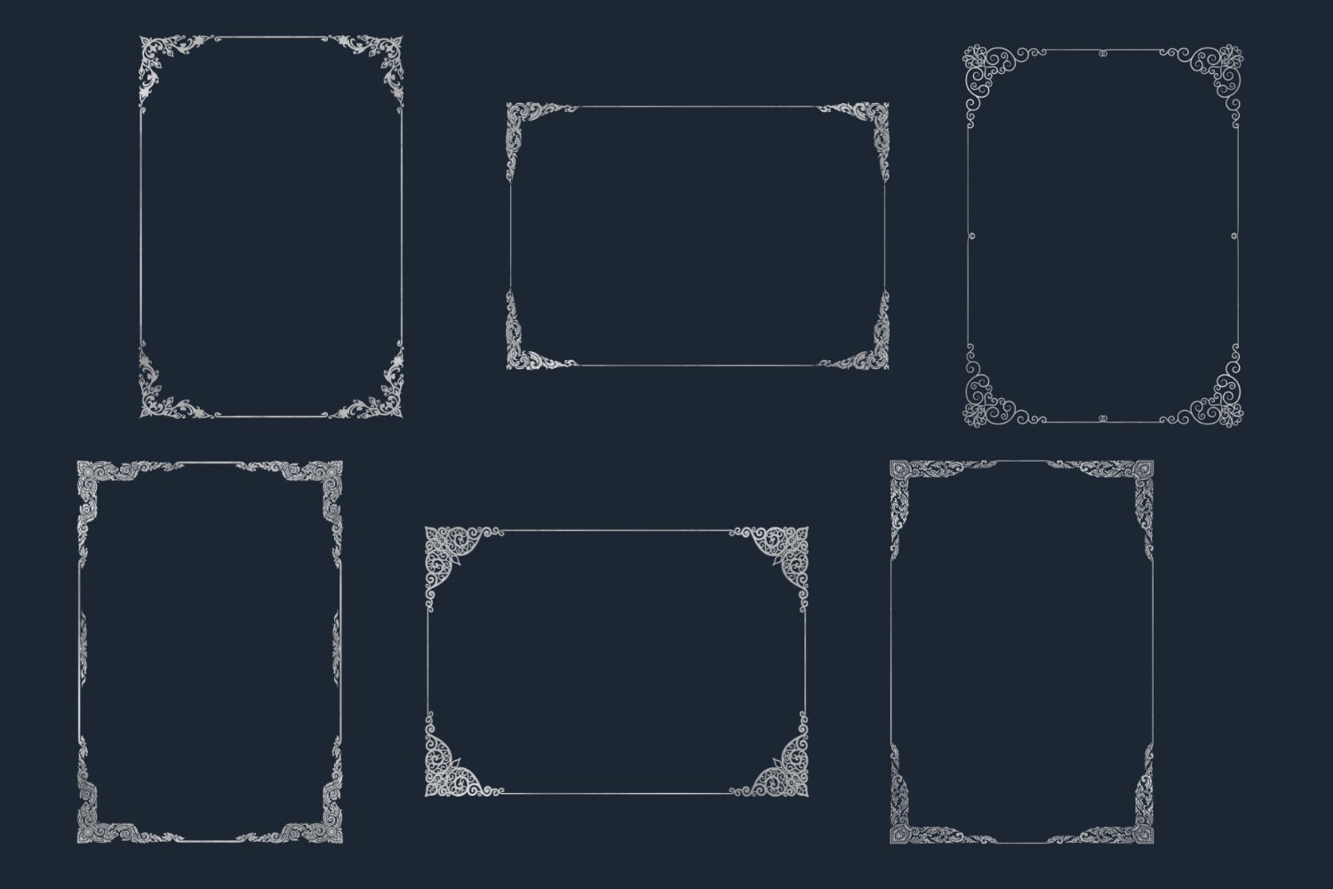 Silver Wedding Frames Silver Frames Clipart Geometric - Etsy