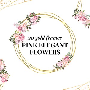 Decorative Frames, Watercolor Floral Geometric Frames, Rose and ...