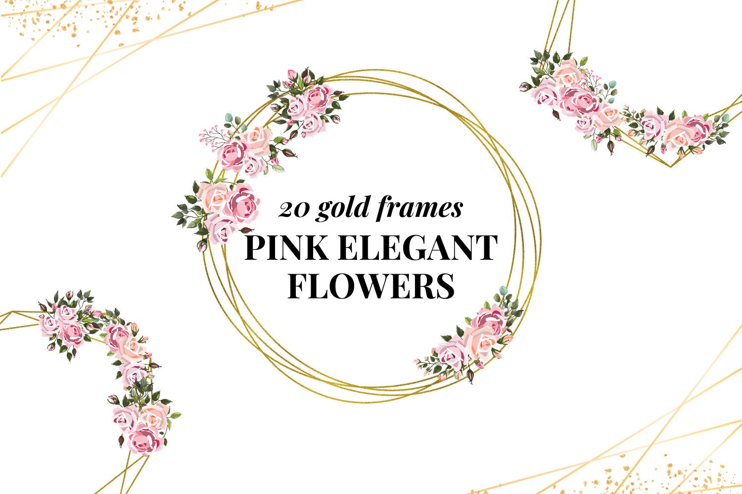 Decorative Frames, Watercolor Floral Geometric Frames, Rose and ...