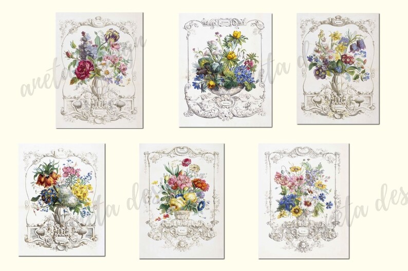 Vintage Floral Postcards Ephemera Pack Floral Digital - Etsy