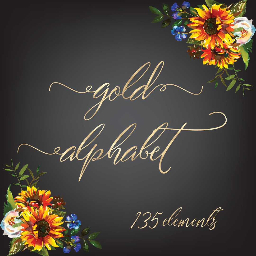 Gold Foil Alphabet, Gold Letters Clipart, Decorative Alphabet - Etsy