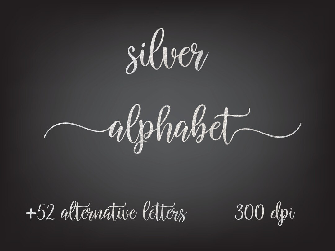 Silver Glitter Alphabet Clip Art, Silver Letters With Swatches, Silver ...