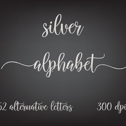 Chunky Silver Glitter Digital Alphabet Numbers and - Etsy