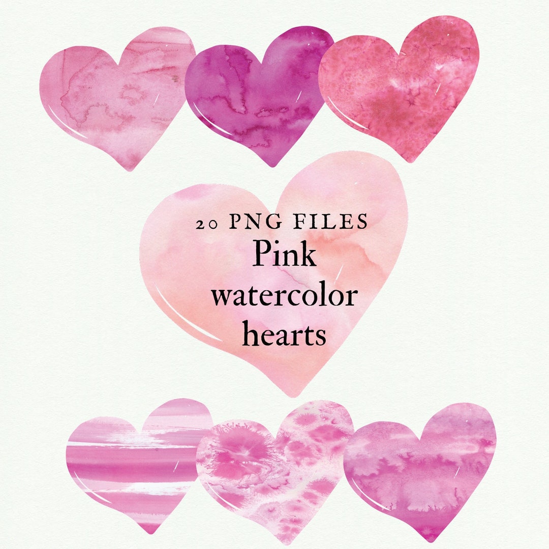 Colorful Watercolor Hearts Clipart - Hand-painted Love Designs - Etsy