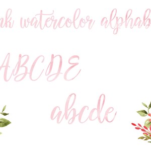 Pink Watercolor alphabet Pink font Rose watercolor alphabet | Etsy