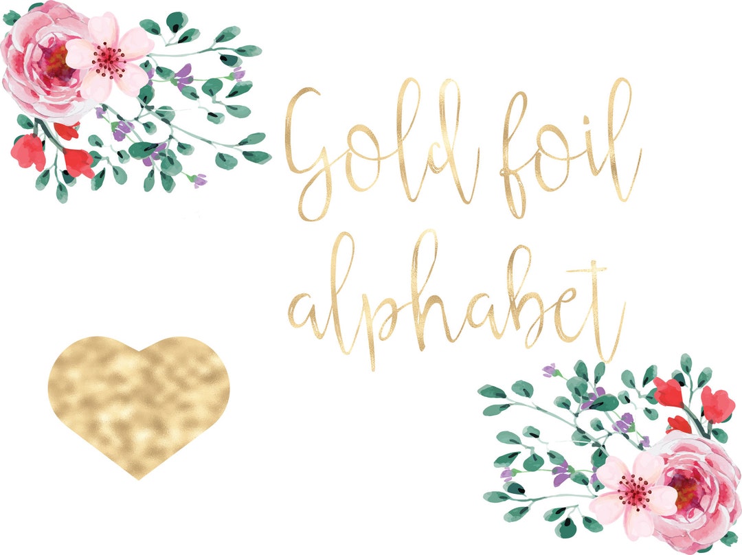 Gold Foil Alphabet, Gold Letters Clipart, Decorative Alphabet, Alphabet ...