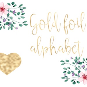 Gold Foil Alphabet, Gold Letters Clipart, Decorative Alphabet, Alphabet ...